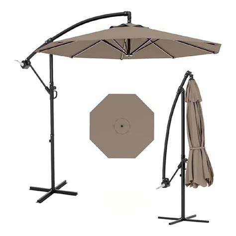 10ft Cantilever Patio Umbrella With Heavy Duty Cross Base Outdoor
