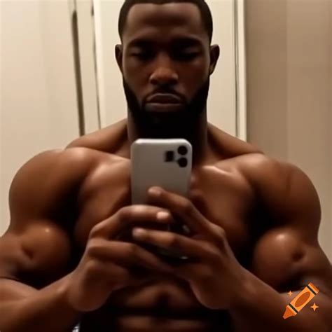 Muscular Black Man With Defined Jawline Taking Selfie On Craiyon