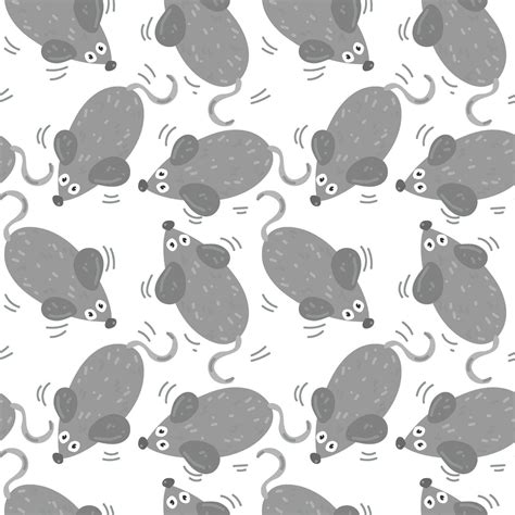 Seamless Pattern In The Form Of Cute Mice Funny Hand Drawn Animals
