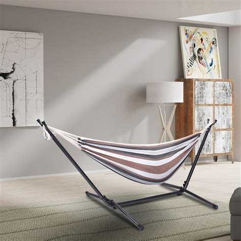 Outdoor 2 Person Hammock With Standcarrying Bag Portable Foldable Steel Frame Hammock With
