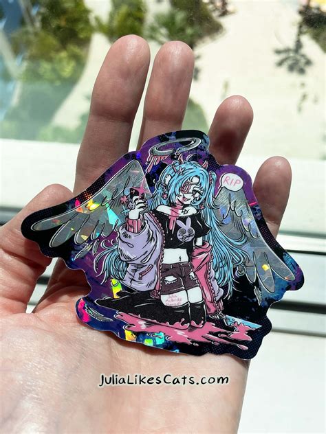 Rip Angel Holographic Sticker — Julia Likes Cats