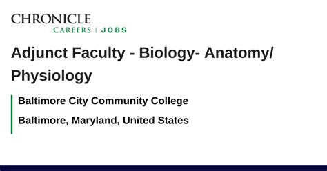 Adjunct Faculty Biology Anatomyphysiology Job With Baltimore City Community College 37637400