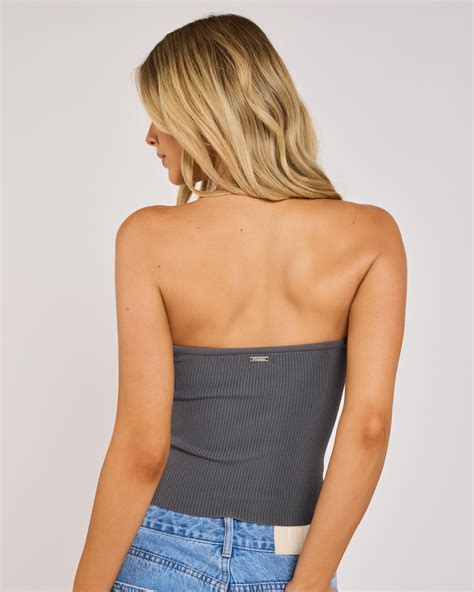 Shop Mooloola Bianca Knit Tube Top In Charcoal Fast Shipping And Easy