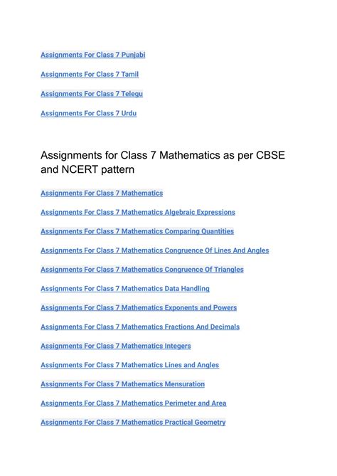 Ppt Class 7 Assignments All Subjects Available In Pdf Free Download