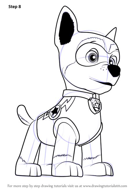 How To Draw Super Chase From Paw Patrol Paw Patrol Step By Step