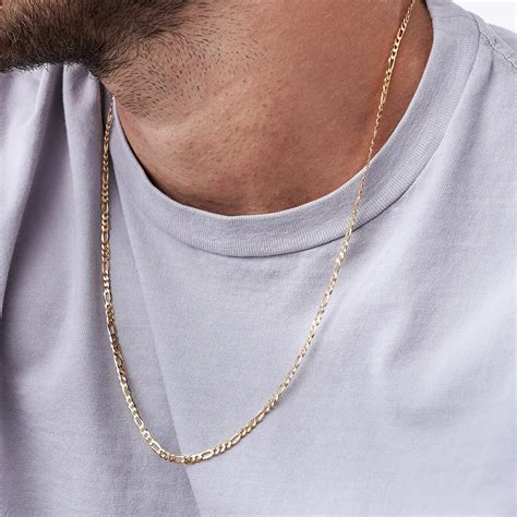 Personalized Figaro Chain Necklace 3 Mm Gold Plated Settandco