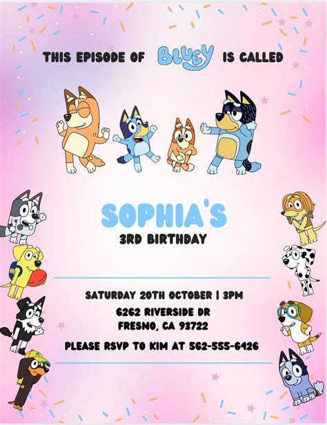Editable Bluey Birthday Invitation Etsy