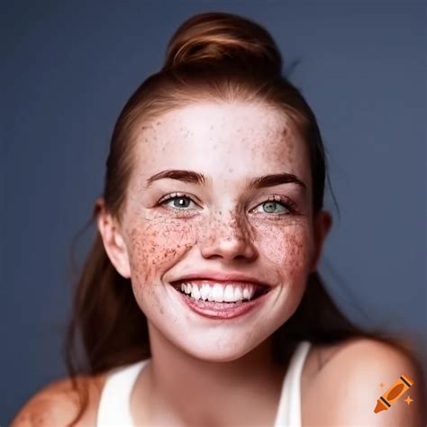 Portrait Of A Beautiful Woman With Brown Hair And Freckles On Craiyon