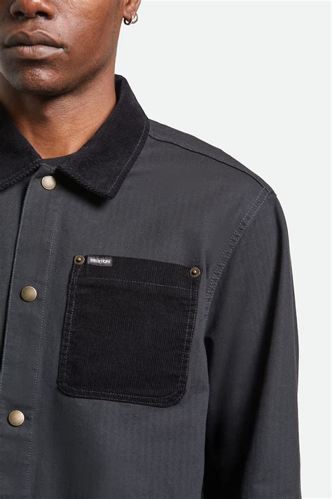 Herringbone Lightweight Chore Coat Black Herringbone Welcome To Brixton