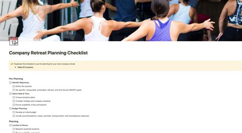 Notion Company Retreat Planning Checklist Template