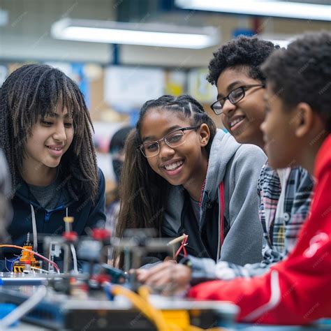 A Group Of Students Engaged In A Stem Club Meeting Premium Ai