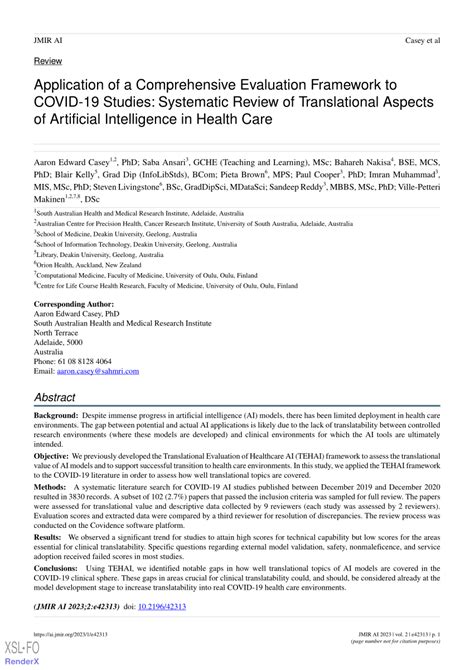 Pdf Application Of A Comprehensive Evaluation Framework To Covid 19