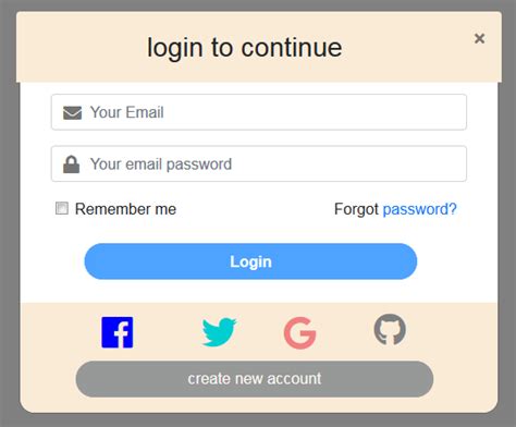 Creating A Popup Modal Login Form Using Html5 And Css And Bootstrap