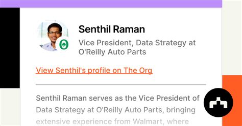 Senthil Raman Vice President Data Strategy At Oreilly Auto Parts The Org