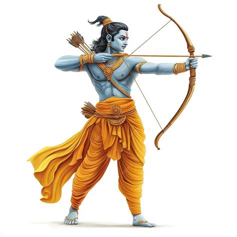Lord Rama With A Bow And Arrow For Ram Navami Celebration Premium Ai