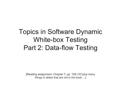 Pdf Topics In Software Dynamic White Box Testing Part 2 Data