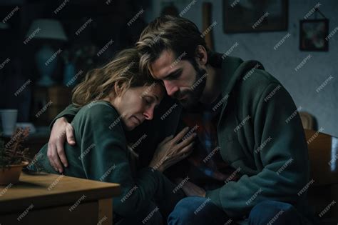 Sad Couple Cuddle Each Other Ai Generated Image Premium Ai Generated