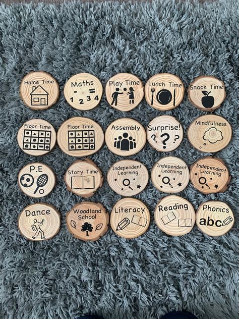 Log Slice Visual Timetable Natural Classroom Resources Etsy