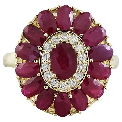 Natural Ruby Diamond Ring In 14 Karat Yellow Gold For Sale At 1stdibs