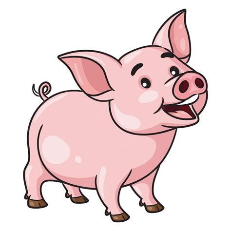 Cute Cartoon Pink Pig Illustration