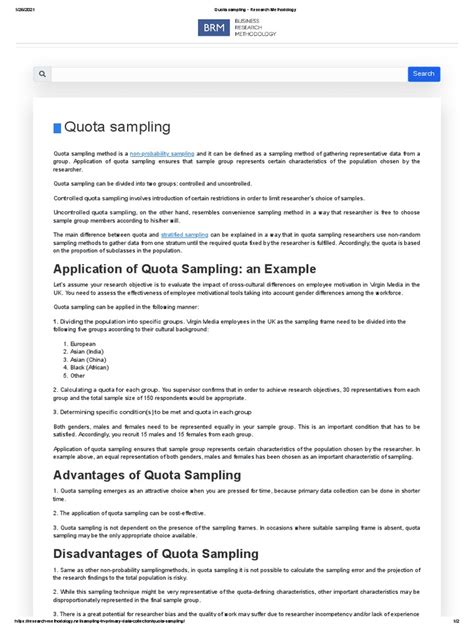 Quota Sampling Research Methodology Pdf Sampling Statistics Methodology