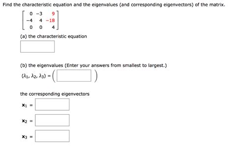 Solved Find The Characteristic Equation And The Eigenvalues