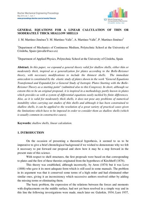 Pdf General Equations For A Linear Calculation Of Thin Or Moderately