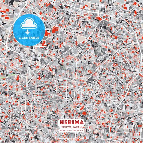 Nerima Tokyo Japan Modern Street Map Poster Template With Gray And