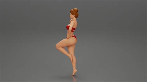 3d File Sexy Woman In Bikini Posing And Standing On One Leg・template To