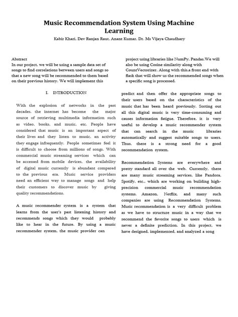 music recommendation system using machine learning pdf computer