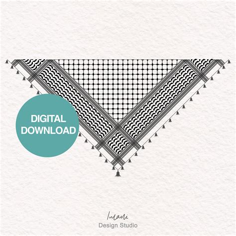 Palestinian Keffiyeh Scarf Folded Pattern Digital Download Black And White Scarf With Tassels