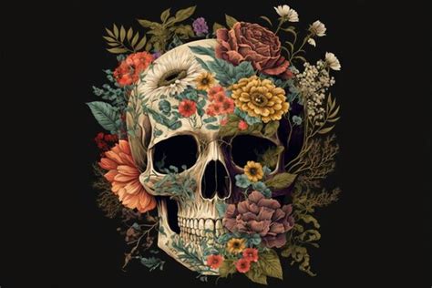 Skull Pics With Flowers Blending Death And Beauty In Stunning Art