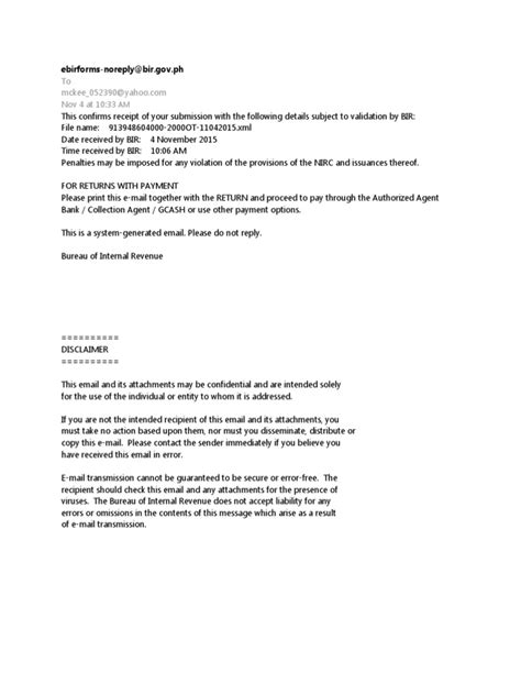 Bir Confirmation Pdf