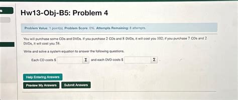Solved S Hw13 Obj B5 Problem 4 Problem Value 1 Points