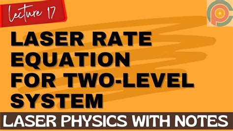 Laser Rate Equation For Two Level System Youtube