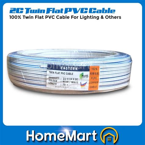 23 0 14 X 2 Core Flexible Cable Blue White Twin Flat Wire Cable