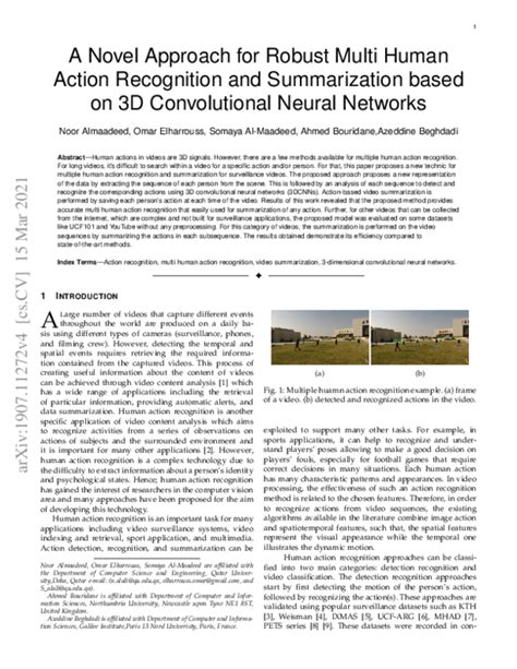 Pdf A Novel Approach For Robust Multi Human Action Recognition And