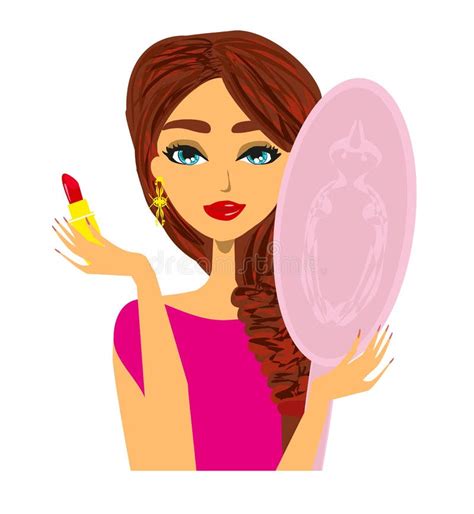 Girl Putting On Makeup Cartoon Girl Putting On Makeup Cartoon