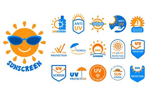 Sunscreen Logo Set Flat Style 568804