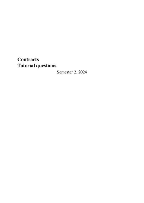 Tutorial Questions Tutorial Five 5 Contracts Tutorial Questions