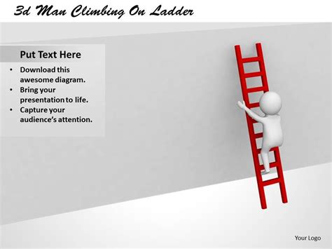 D Man Climbing On Ladder Ppt Graphics Icons Powerpoint PowerPoint Slides Diagrams Themes