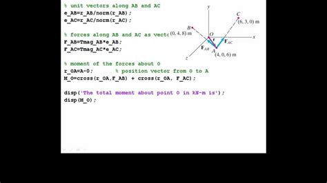 Using Matlabs Cross Product To Find The Moment Of A Force About A