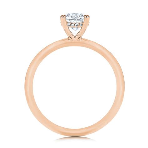 14k Rose Gold Hidden Halo Oval Diamond Engagement Ring 105919