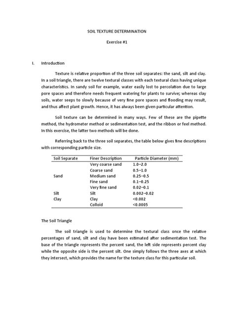 Exercise 1 Soil Texture Determination Download Free Pdf