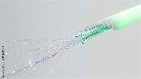 Glowing Fiber Optic Cable Transmits Data In Pulses Of Light