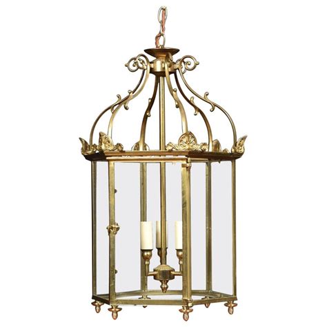 Hexagonal Brass Hall Lantern At 1stdibs