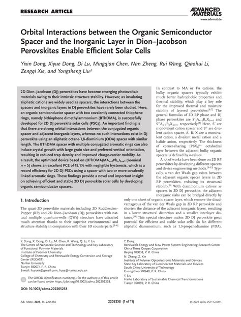 Orbital Interactions Between Organic Semiconductor Spacer And Inorganic