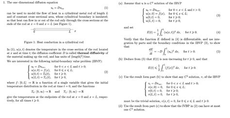 Solved The One Dimensional Diffusion Equationutdu×can Be