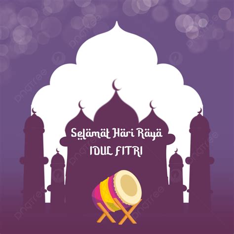 Eid Mubarak Greeting Purple Kartu Lebaran Ungu Background Ramadhan Card Illustration
