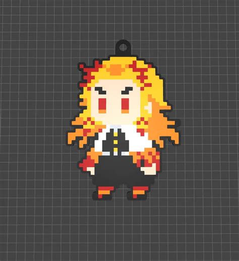 Demon Slayer Rengoku Pixel Art Logo Free 3d Print Model Makerworld